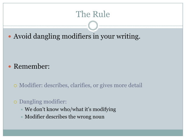 Dangling modifiers | PPTX