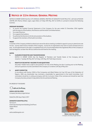 Dangote Flour Mills annual report 2016 | PDF