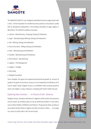 Dangote Group Business Operations And Subsidiaries | PDF