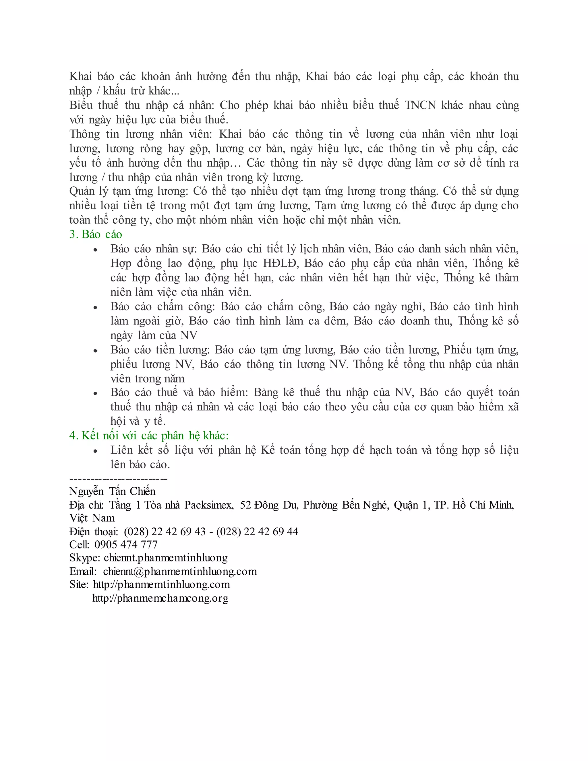 Phan mem nhan su tien luong | PDF