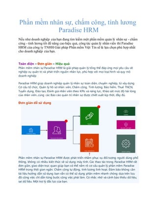 8 uu diem trong phan mem nhan su paradise hrm | DOCX