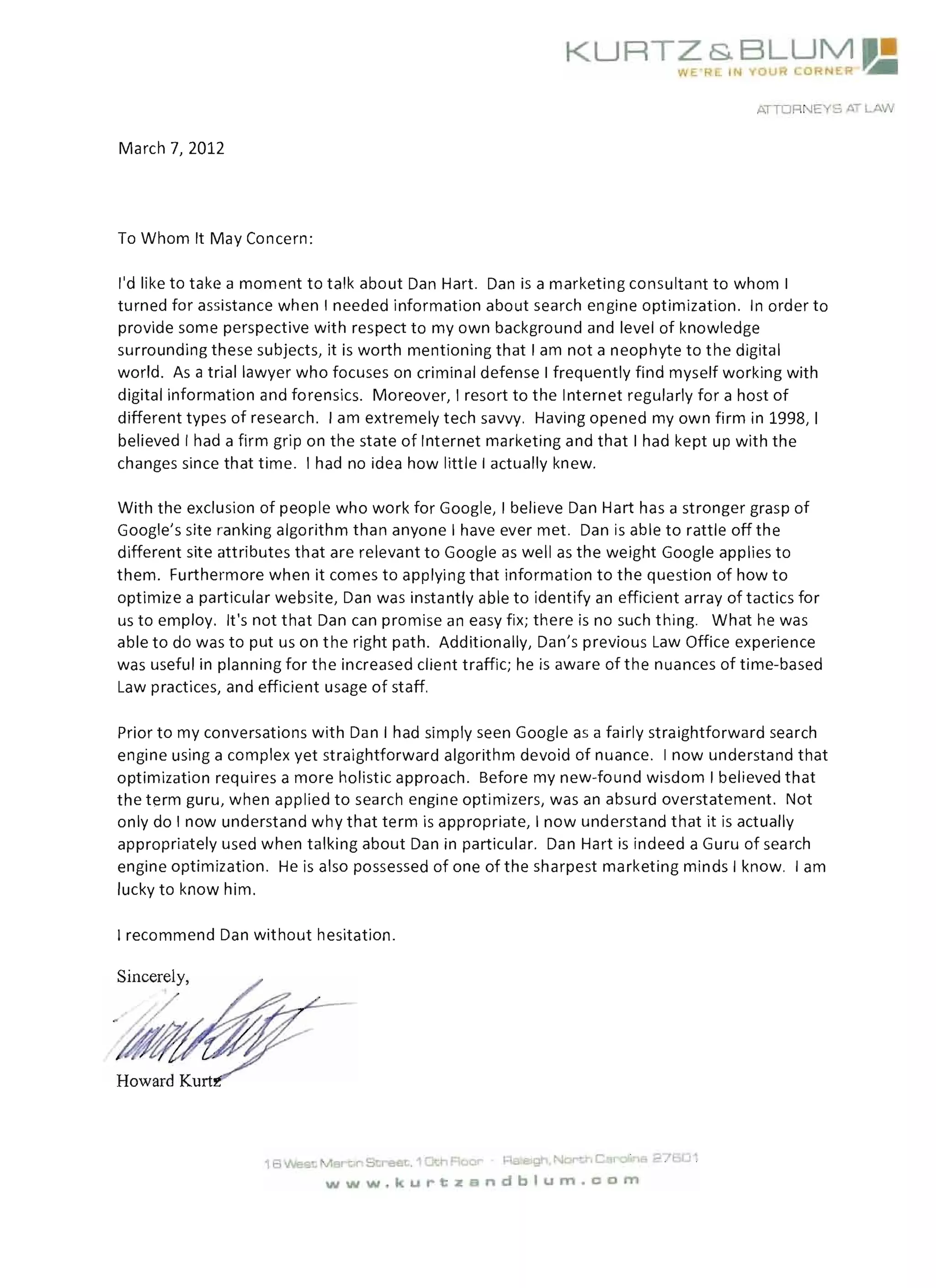 Dan Hart Recommendation | PDF