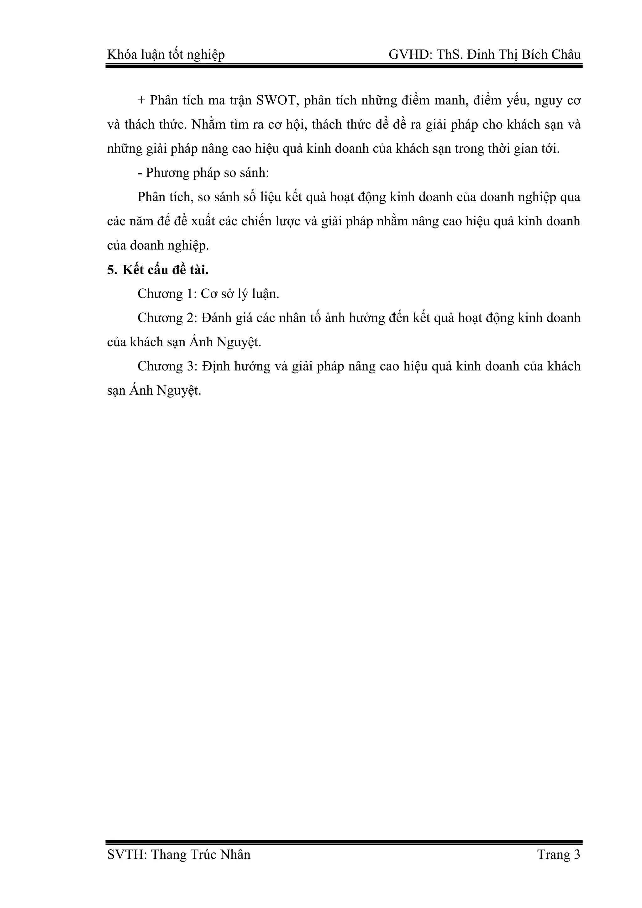 Khóa luận: Đánh giá hiệu quả hoạt động kinh doanh của khách sạn, HAY | PDF