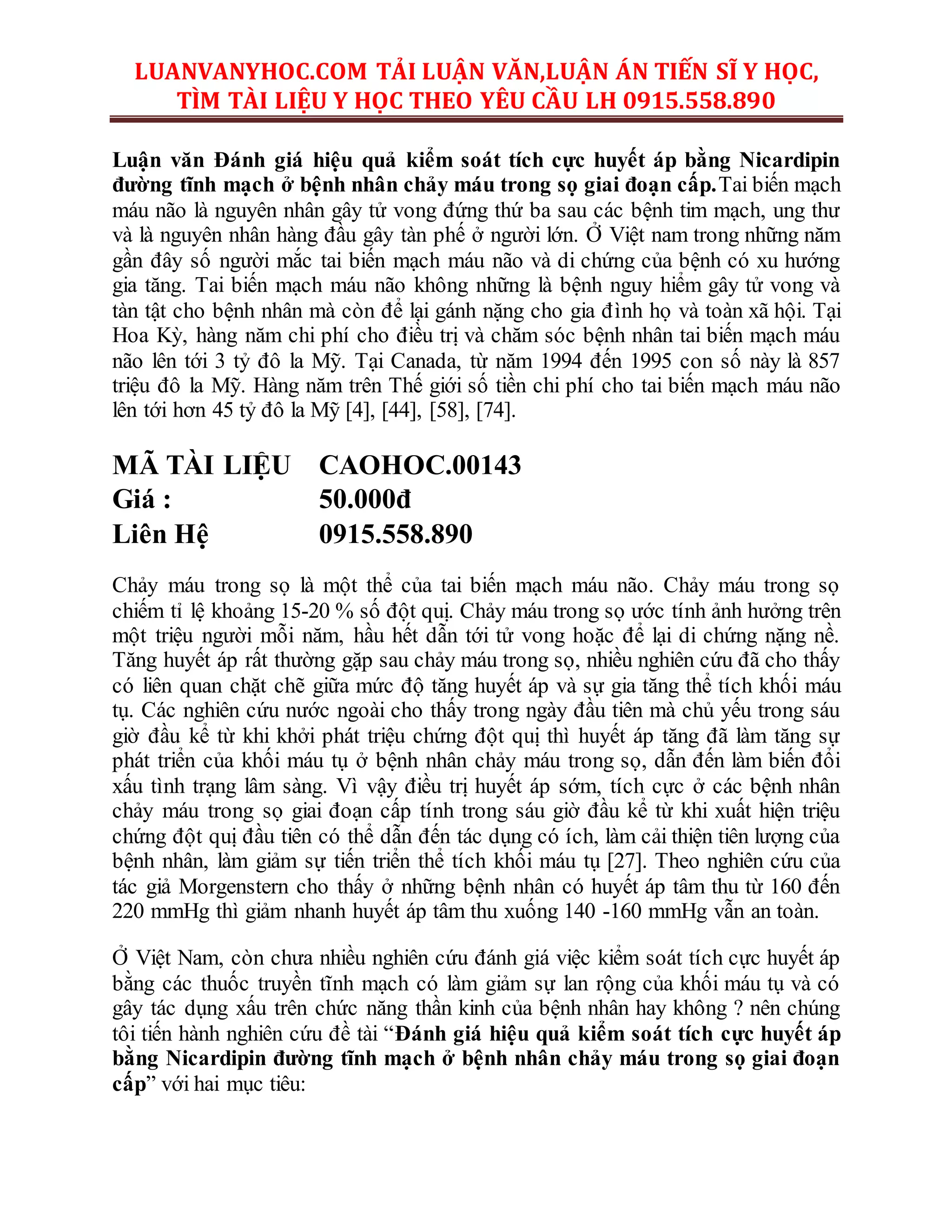 Danh gia hieu qua kiem soat tich cuc huyet ap bang nicardipin duong tinh mach | PDF