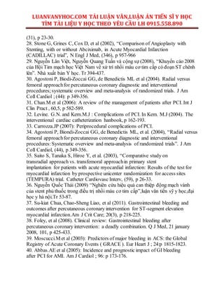 Danh gia nguy co xuat huyet theo thang diem crusade o benh nhan hoi ...