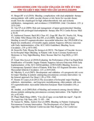 Danh gia nguy co xuat huyet theo thang diem crusade o benh nhan hoi ...