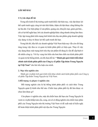 Đề tài: Quá trình triển khai chính sách kênh phân phối tập đoàn Trung Nguyên, HAY | PDF