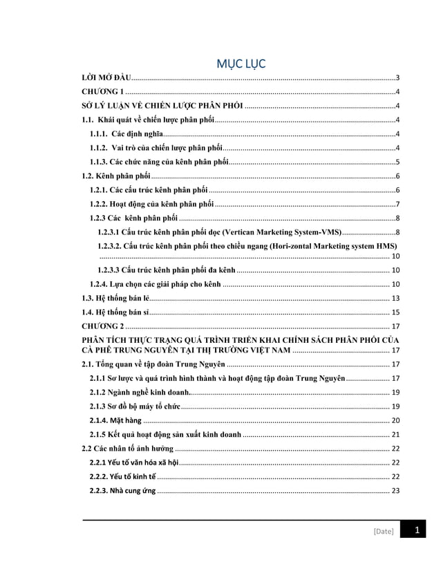 Đề tài: Quá trình triển khai chính sách kênh phân phối tập đoàn Trung Nguyên, HAY | PDF