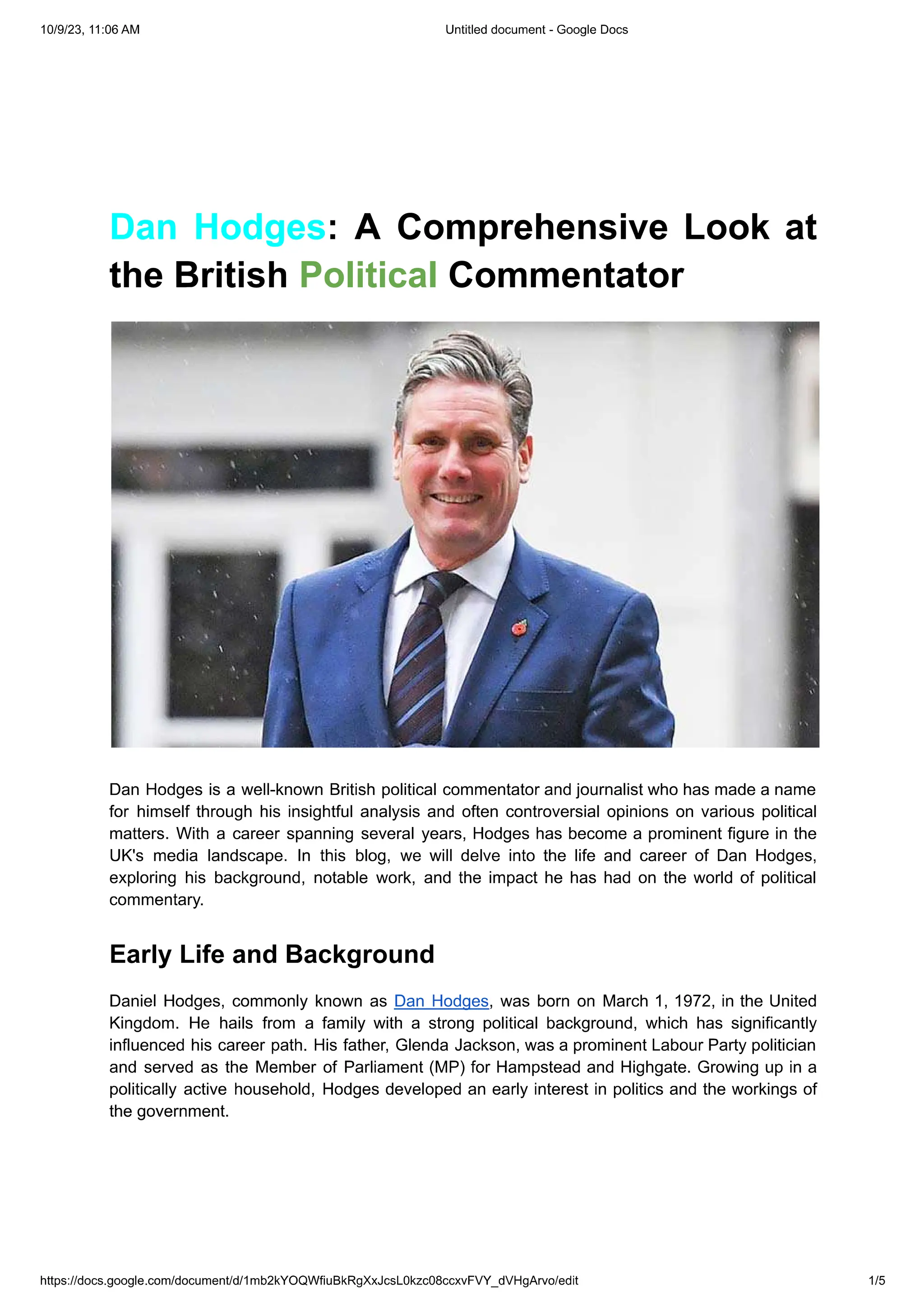 Dan Hodges-A Comprehensive Look at the British Political Commentator | PDF