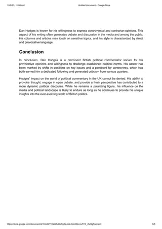 Dan Hodges-A Comprehensive Look at the British Political Commentator | PDF