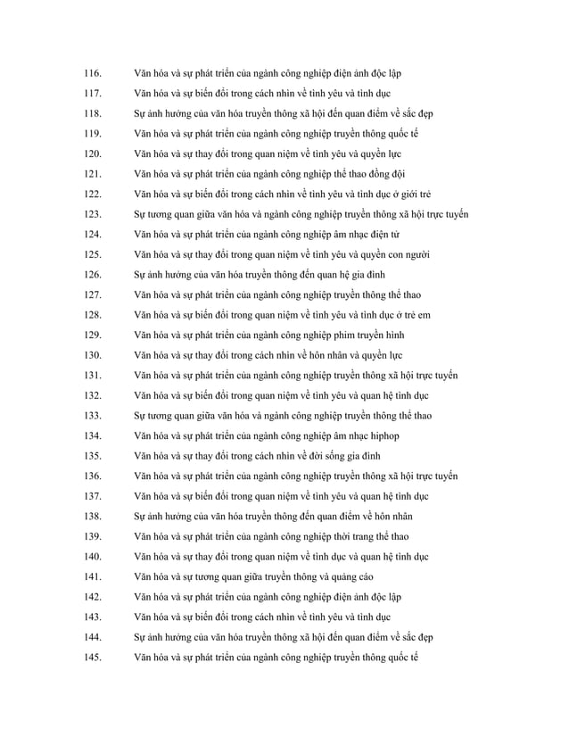 Danh Sách 200 Đề Tài Tiểu Luận Môn Văn Hóa Học Từ Nhiều Trường Đại Học | DOCX