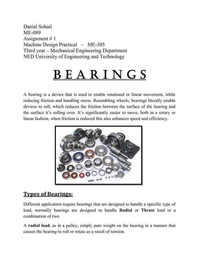 Bearings, their types and application | PDF | Physics | Science