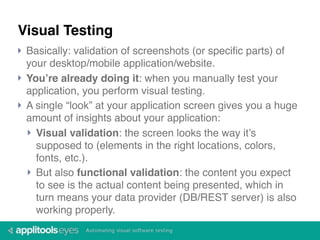 Intro to Visual Test Automation with Applitools Eyes | PPT