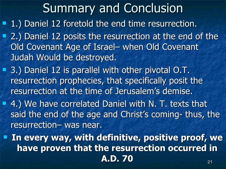 Daniel Chapter 12 And The Time Of The Resurrection