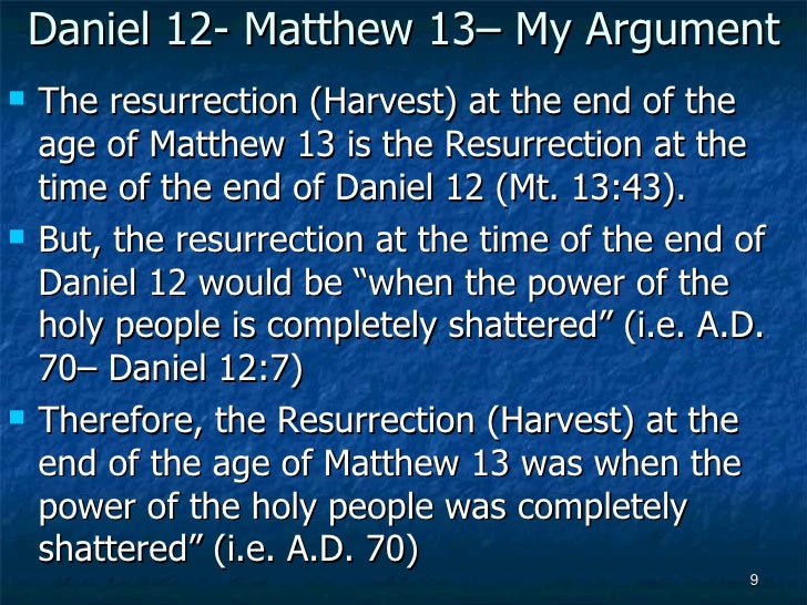 Daniel Chapter 12 And The Time Of The Resurrection