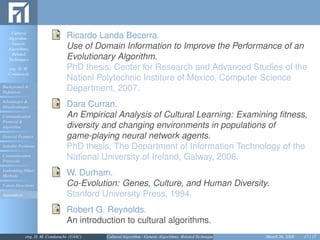 Cultural Algorithm - Genetic Algorithms - Related Techniques | PDF