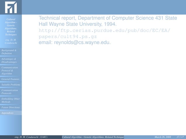 Cultural Algorithm Genetic Algorithms Related Techniques Pdf