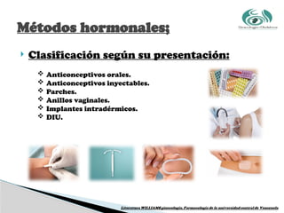 Tipos de Anticonceptivos hormonales y de barrera | PPTX