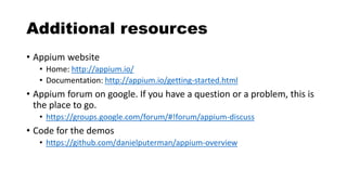 Appium Overview - by Daniel Puterman | PPT