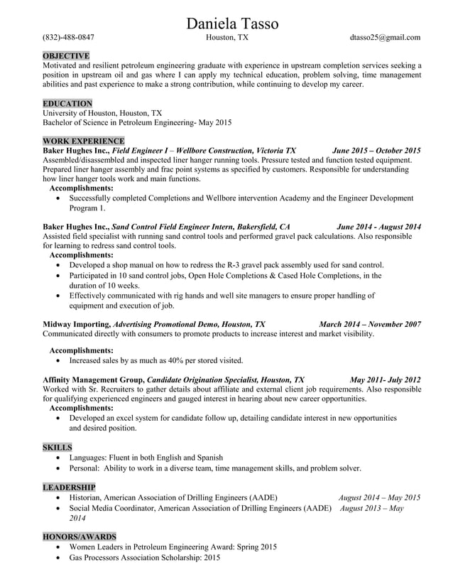 Daniela Tasso Resume 2015 | PDF