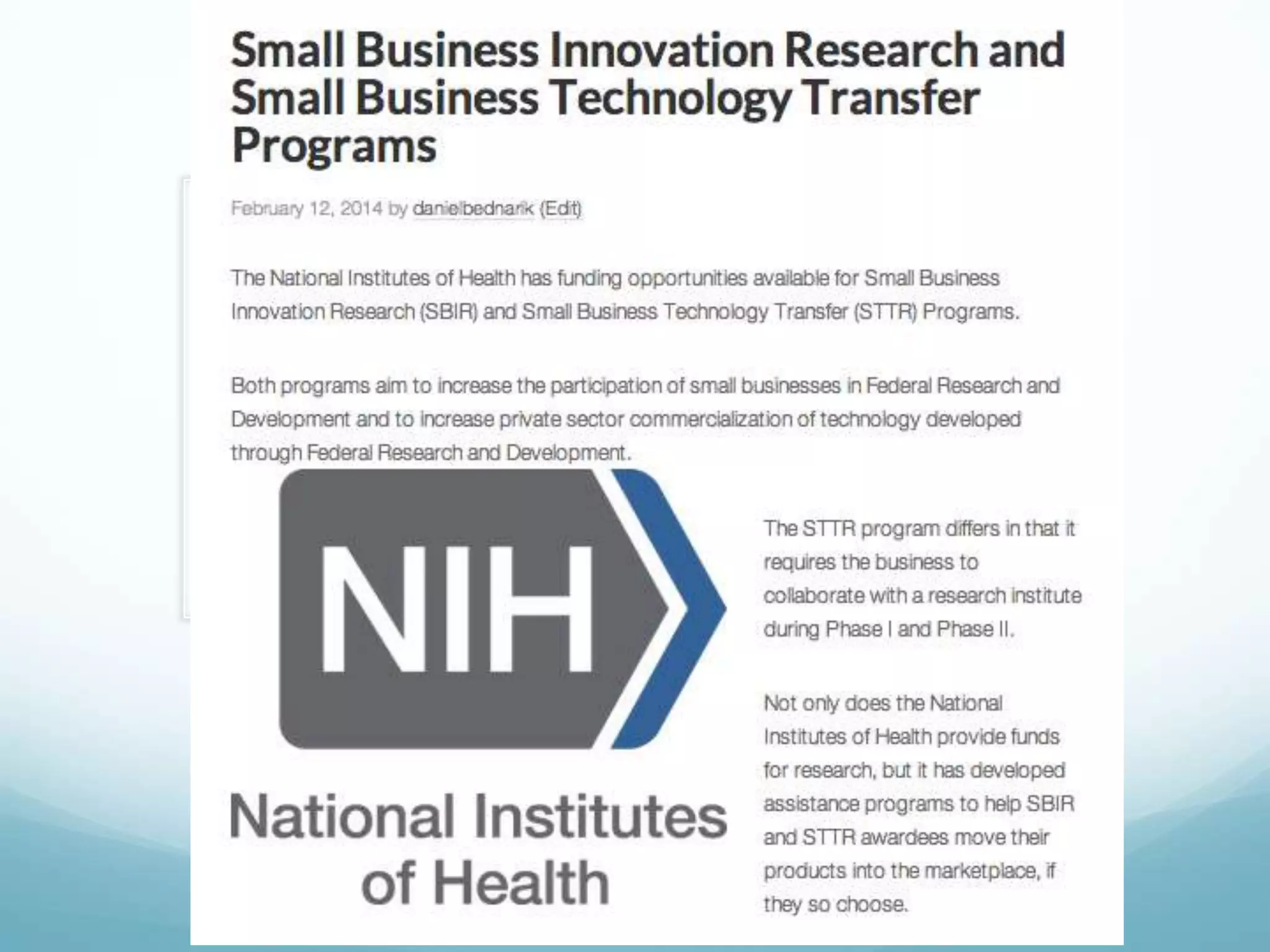 NIH Research Grants by Daniel Bednarik | PPT