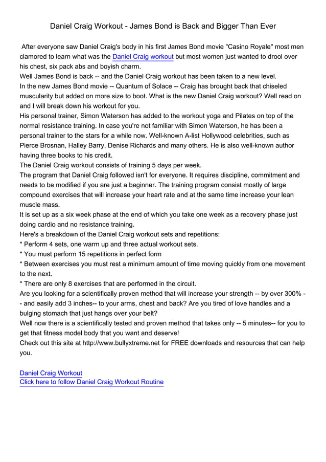 Daniel Craig Workout | PDF | Fitness and Exercise | Healthy Living