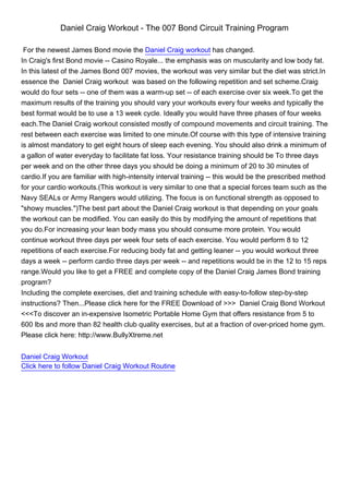 Daniel Craig Workout Routine | PDF