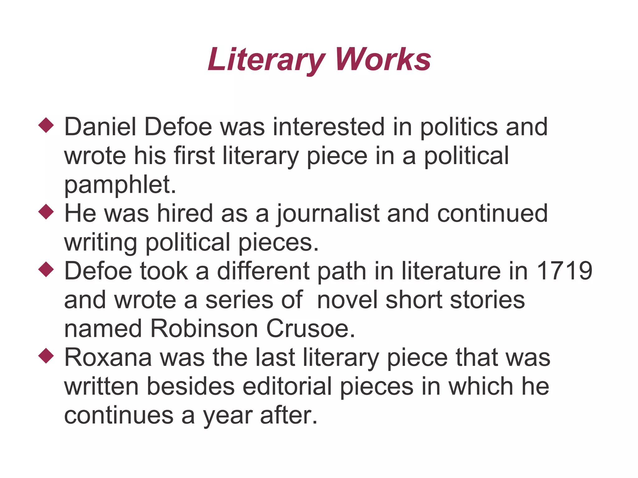 Daniel defoe biography | ODP