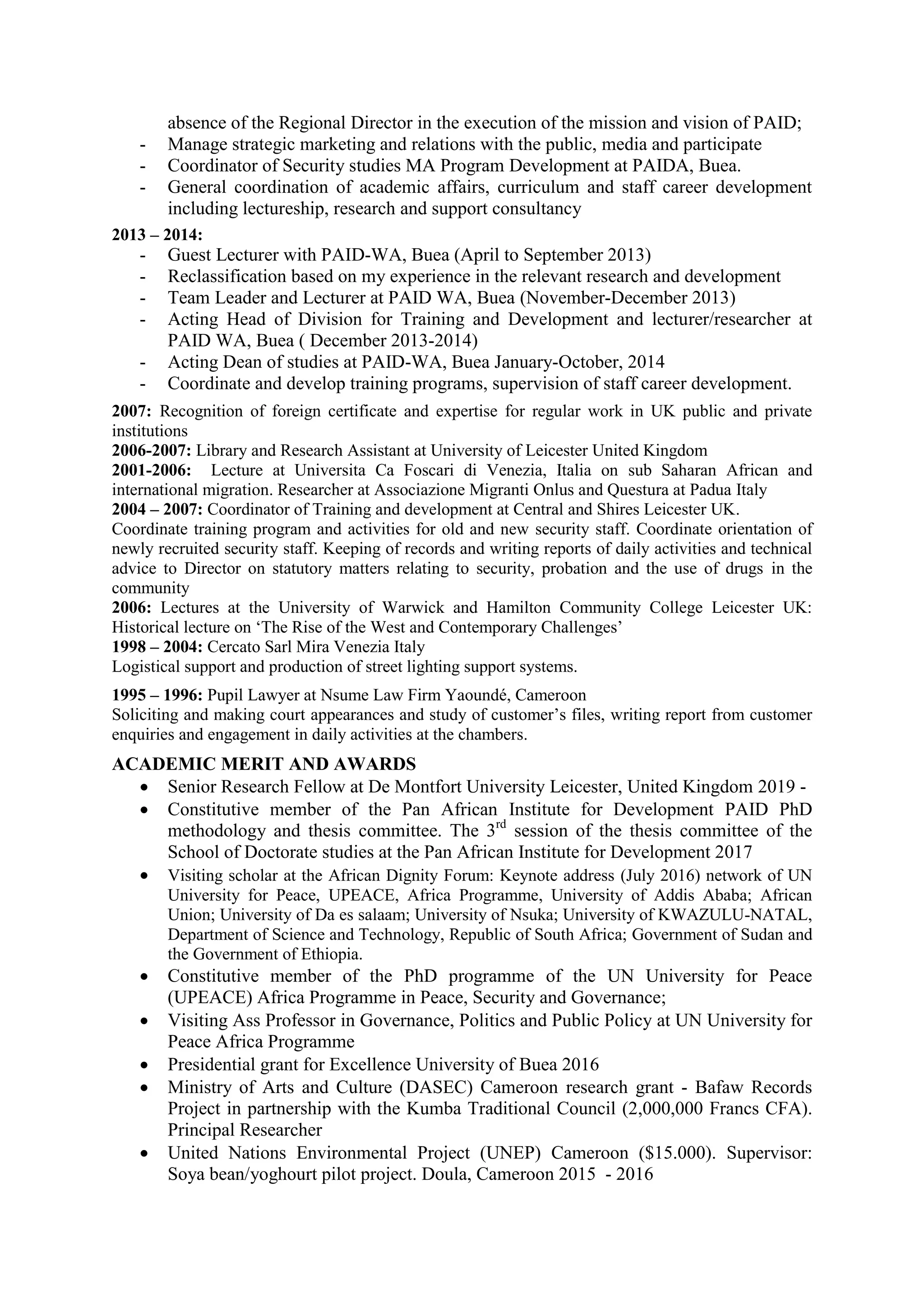 Daniel EKONGWE Curiculum Vitae | PDF