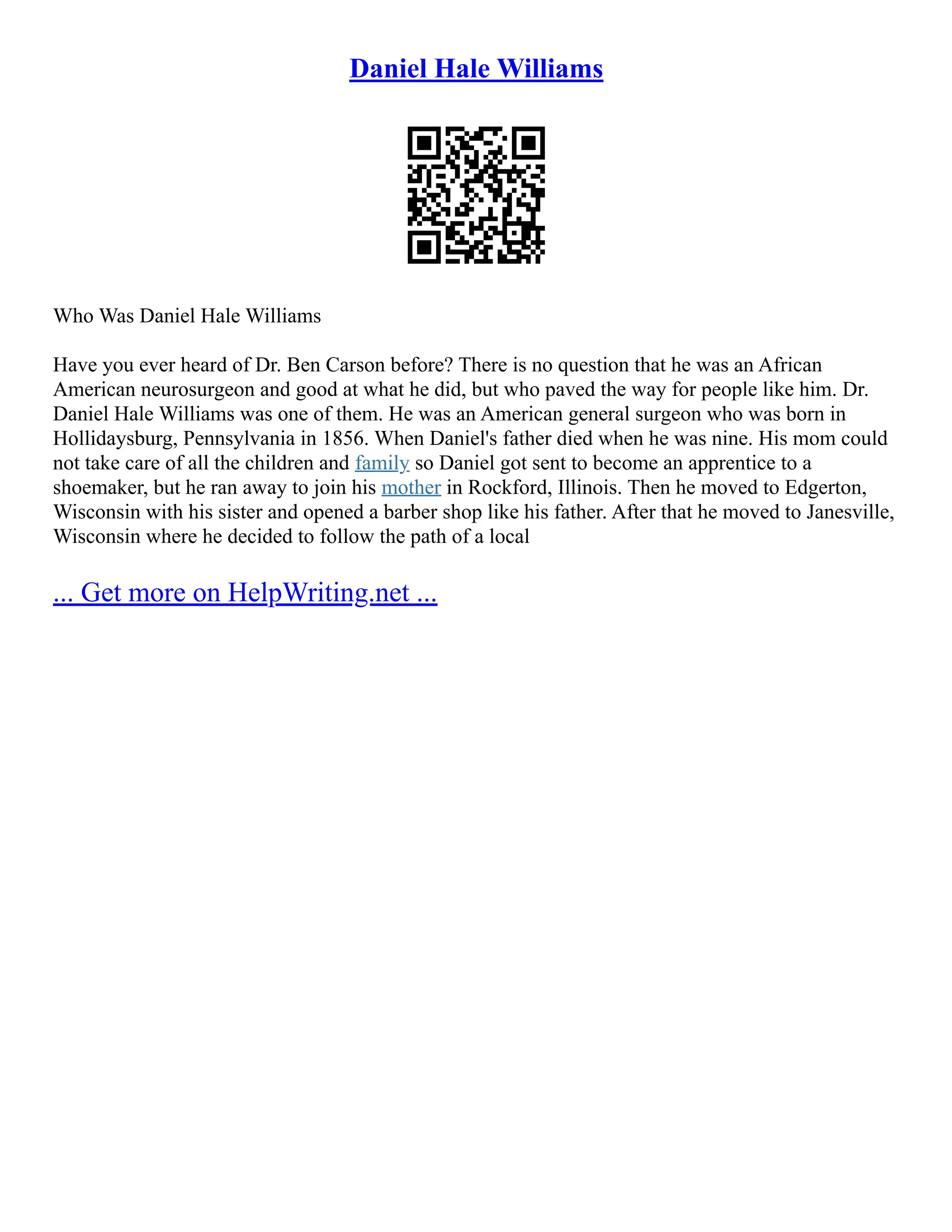 Daniel Hale Williams | PDF