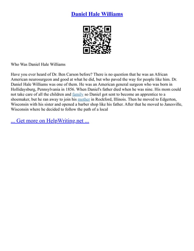 Daniel Hale Williams | PDF