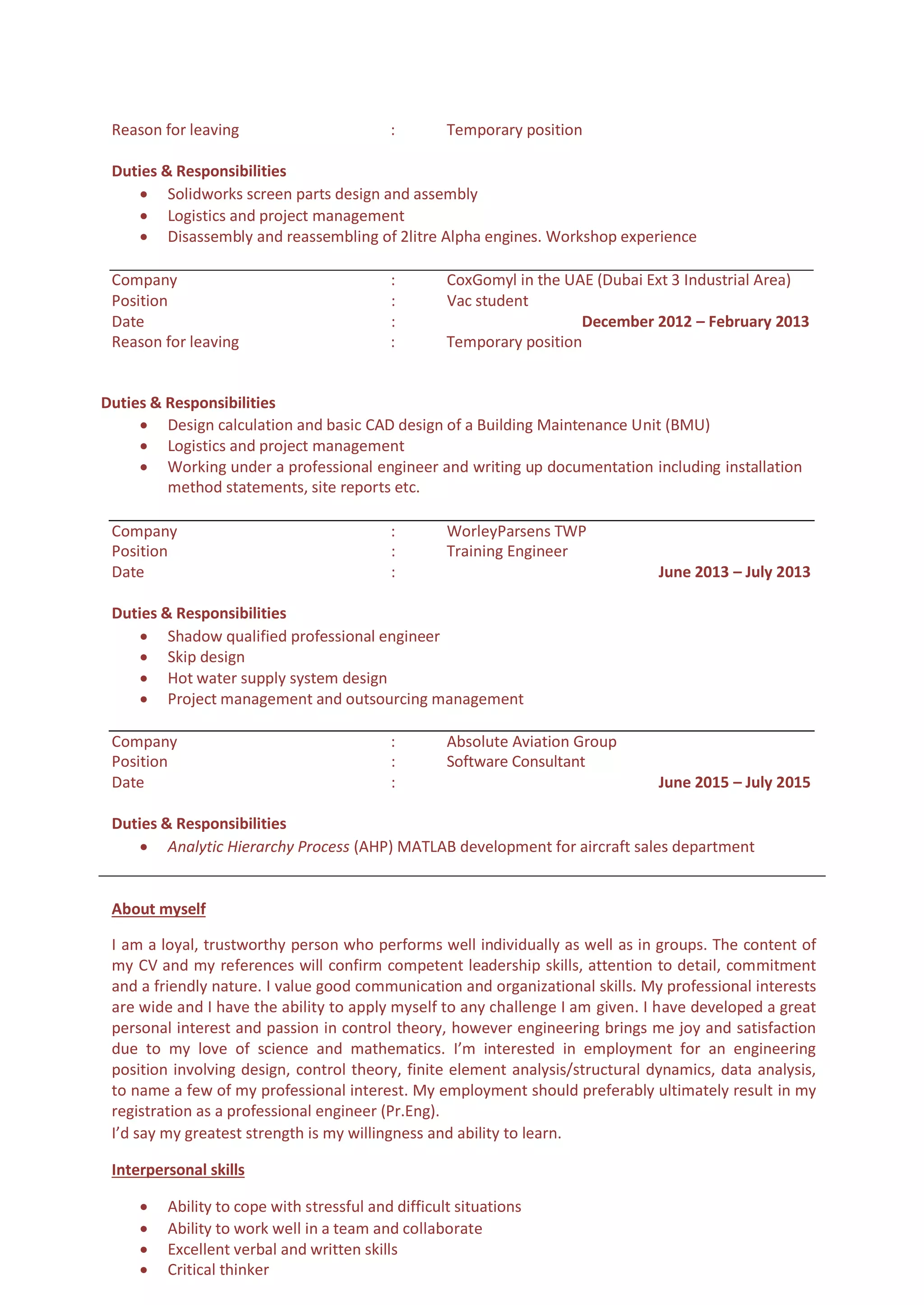 Daniel j joubert cv | PDF