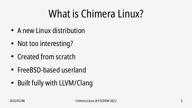 Chimera Linux: A BSD/LLVM distro from scratch | PDF