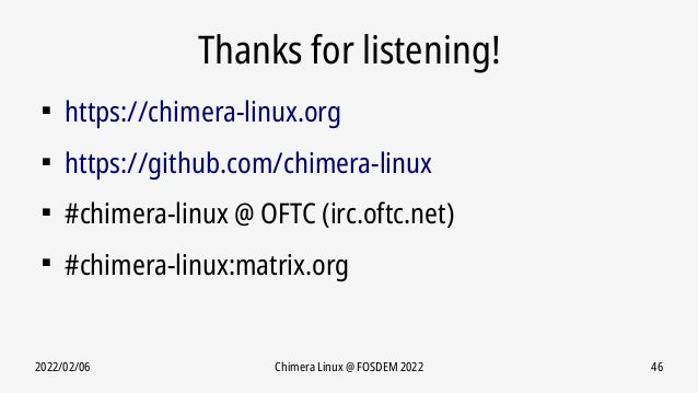 Chimera Linux: A BSD/LLVM distro from scratch | PDF