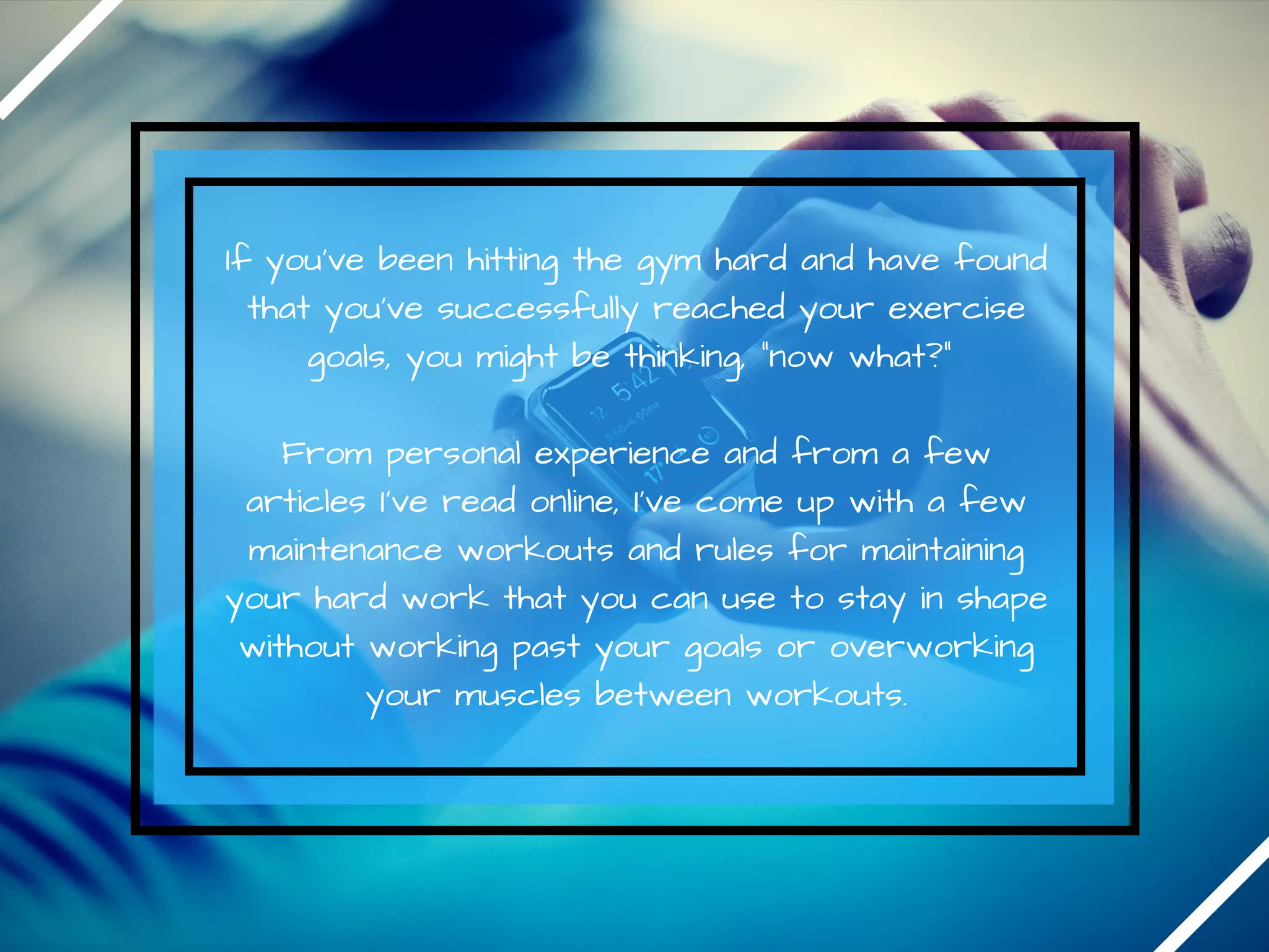 Maintenance Workouts: Small Exercises With Big Impact | PPT