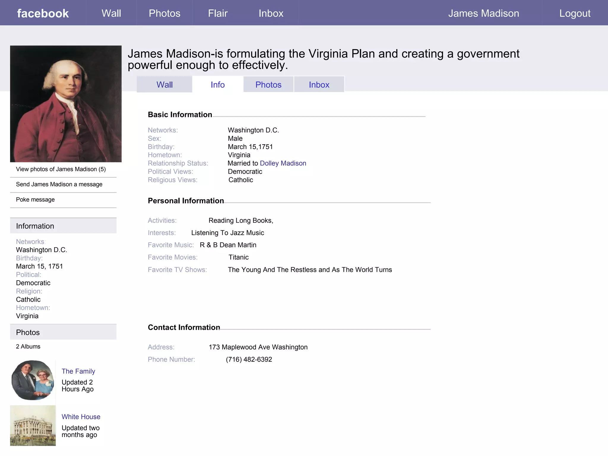 James Madison Facebook | PPT