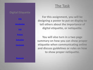 Digital Etiquette Webquest | PPTX