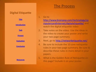 Digital Etiquette Webquest | PPTX