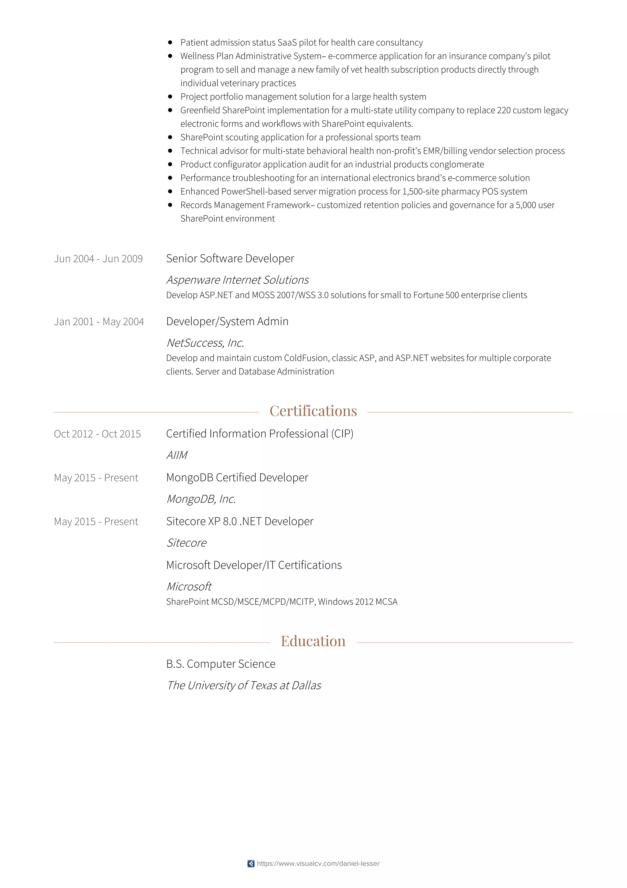 Dan Lesser Resume | PDF