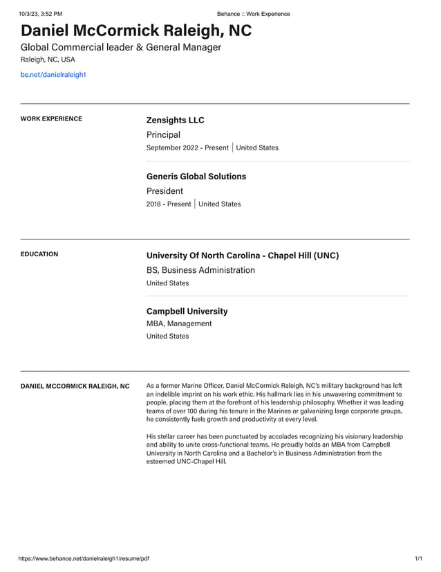 Portfolio of Daniel McCormick Raleigh, NC | PDF