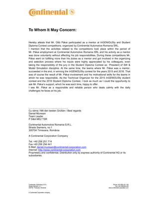 Daniel Muresan Recommendation Letter for Otto Pakai | PDF