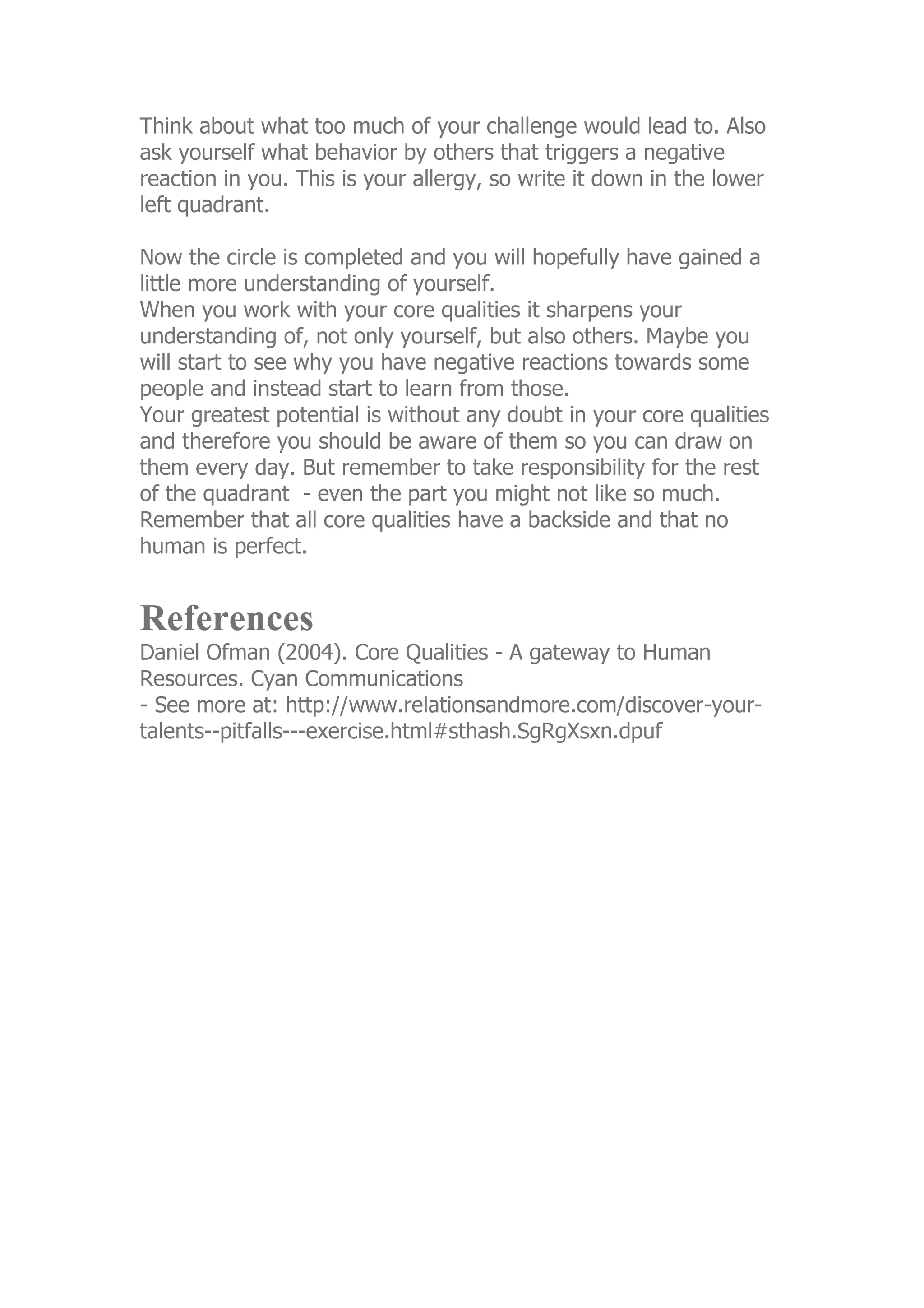 Discover your core qualities | PDF