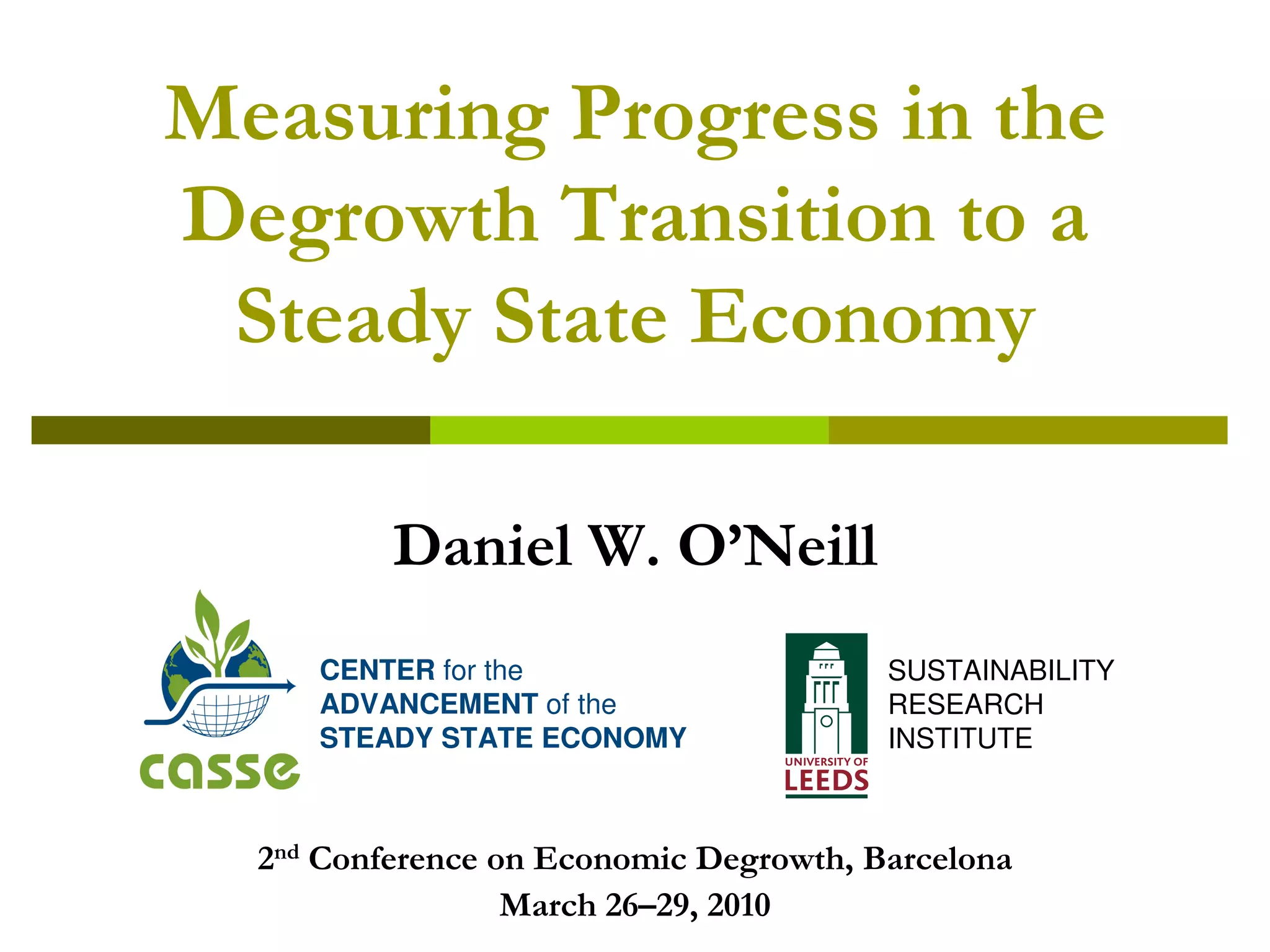 Measuring progress towards a steady state economy | PDF