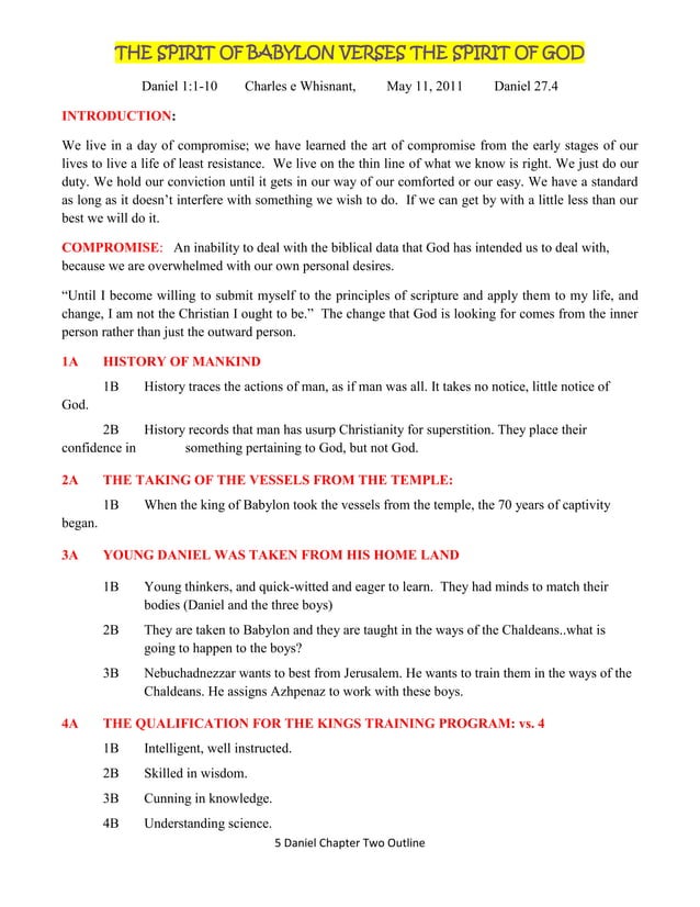 Daniel outline Chapter One to Three | DOCX