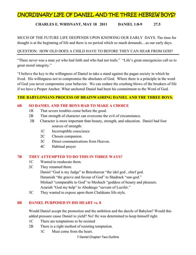 Daniel outline Chapter One to Three | DOCX