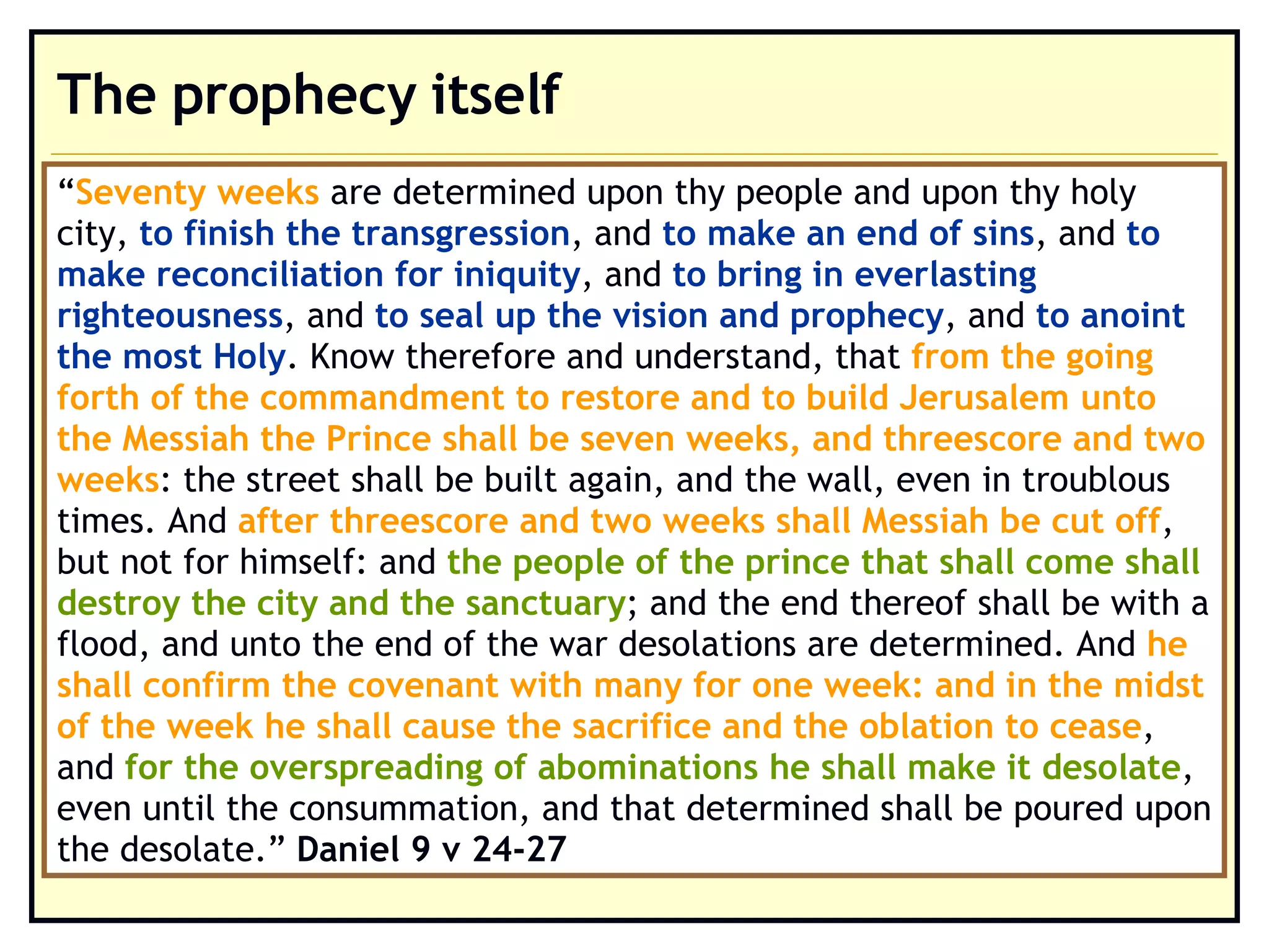 Daniels Prophecies The 70 Weeks (Final 1) | PPT