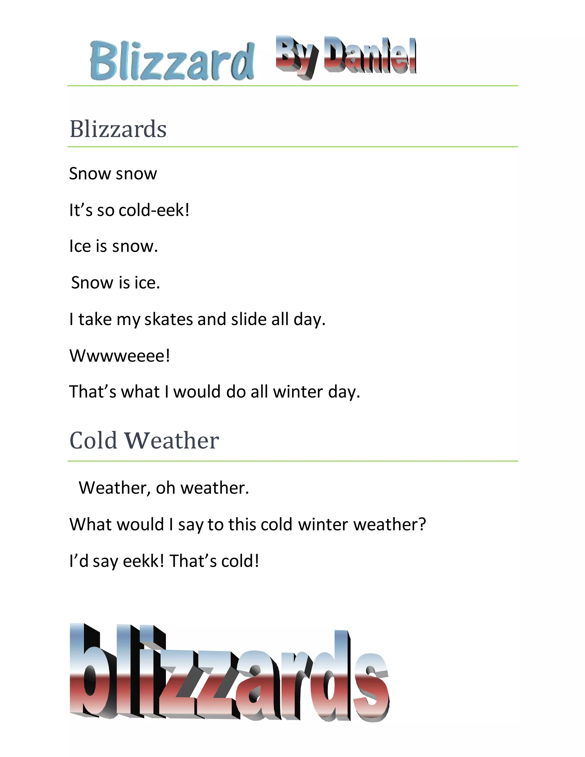 Daniel's blizzard project