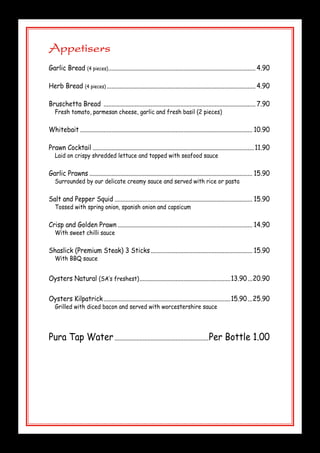 Daniel's Restaurant Menu | PDF