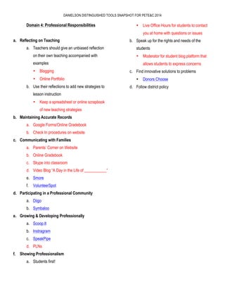 Danielson Distinguished Tech Tools Snapshot PETEC2014 | PDF