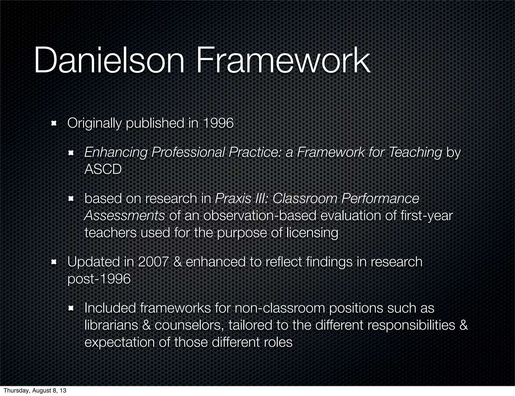 A Basic Overview of the Danielson Framework for Evaluation_080813 | PPT